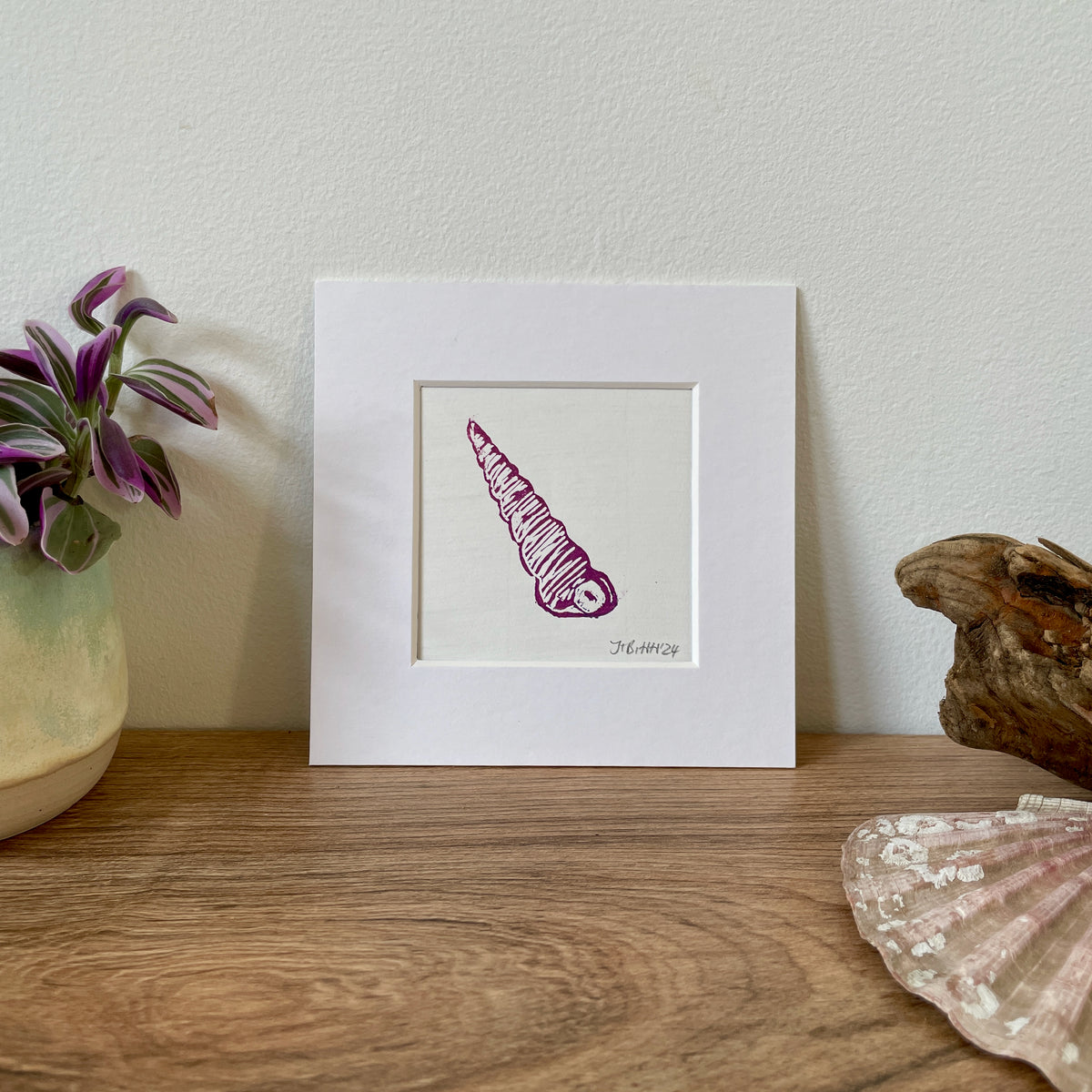 Auger beach shell Linocut original art print by Jackdaw & Bear ...