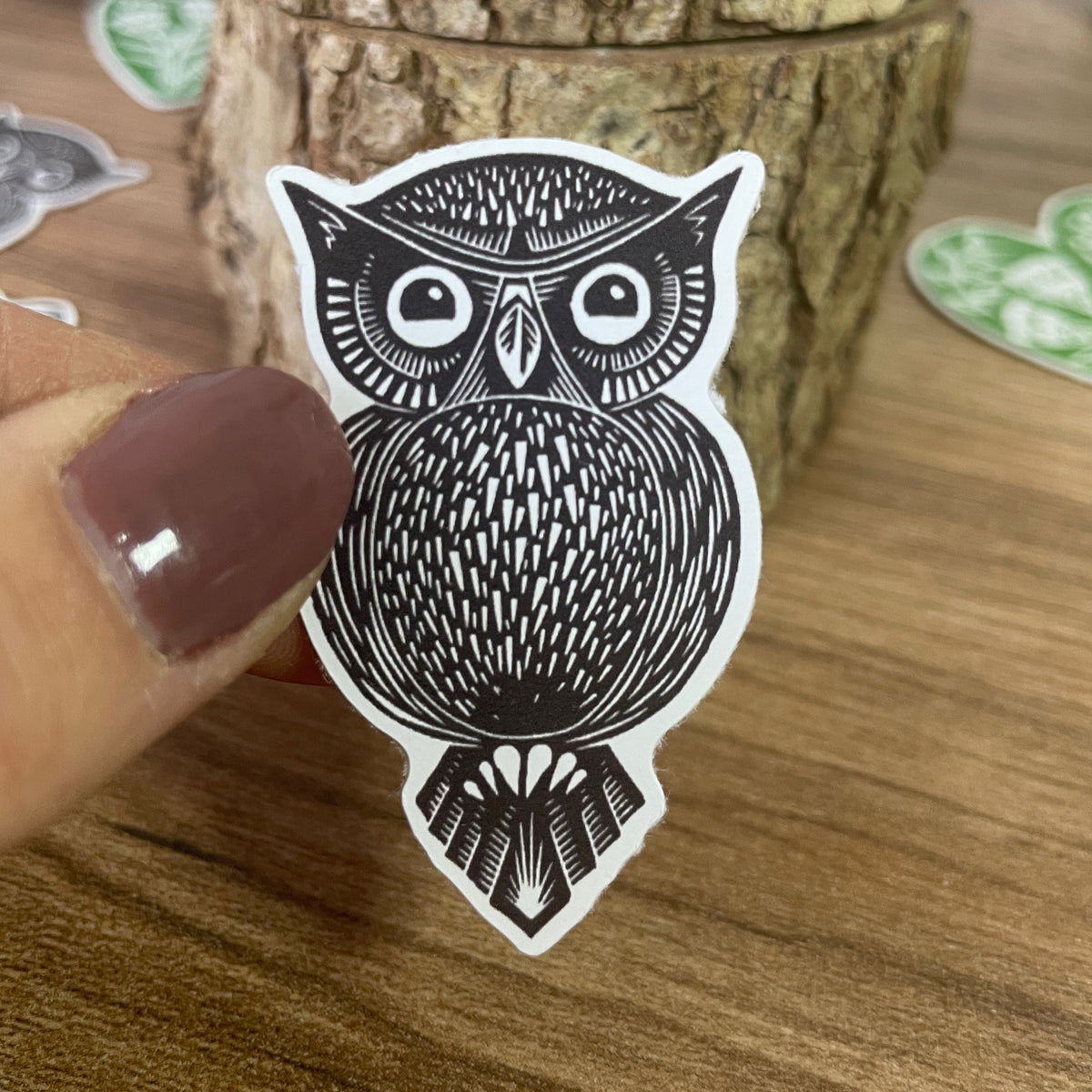 Nature eco-friendly sticker - cute owl linocut by Jackdaw & Bear ...