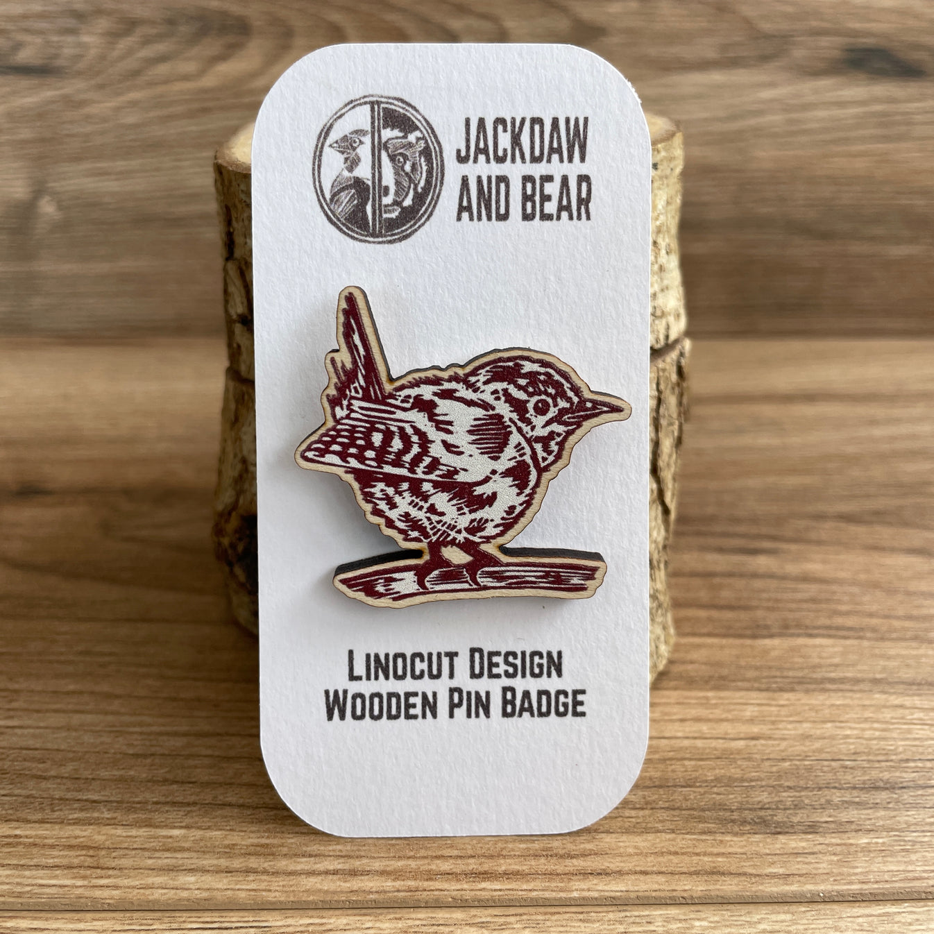 Wren Wooden Pin Badges - cute garden bird, nature brooches by Jackdaw ...