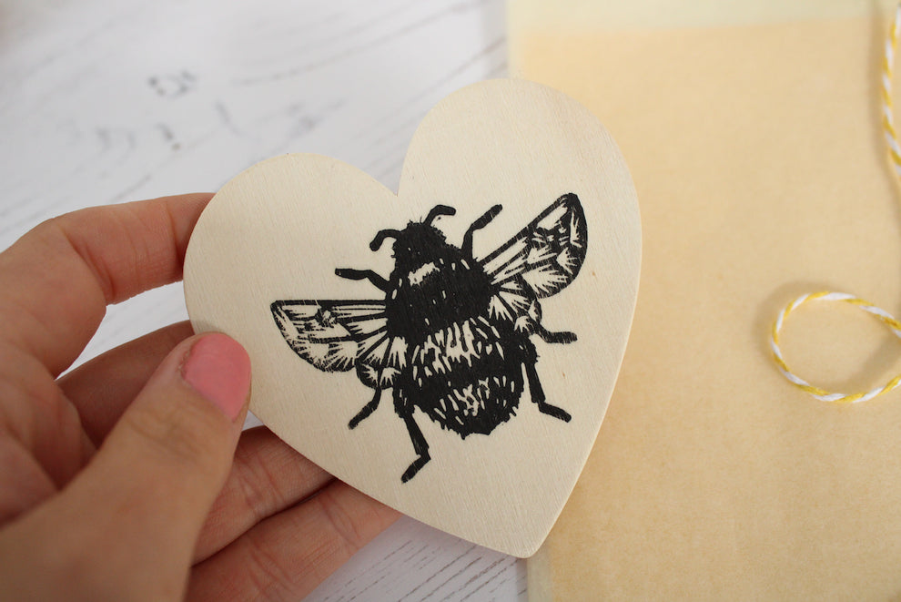 Bumblebee linocut gift box, letterbox gift set by Jackdaw and Bear